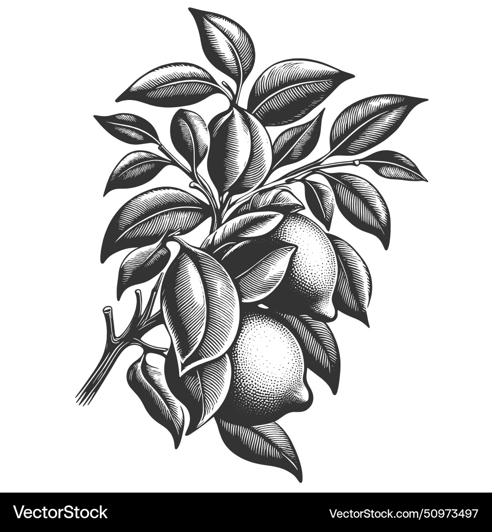 Lemon tree branch with fruit Royalty Free Vector Image