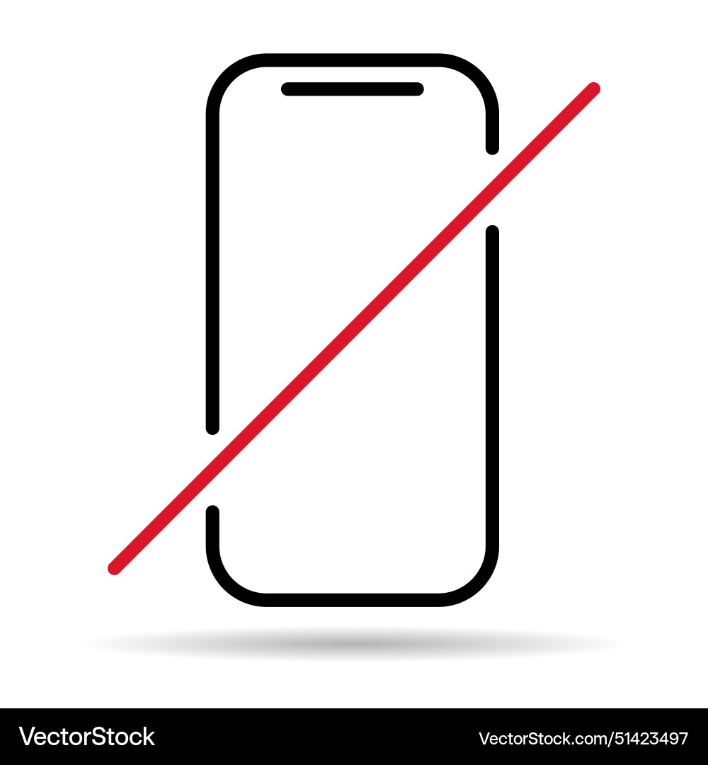 Mobile forbidden shadow icon no use phone sign Vector Image