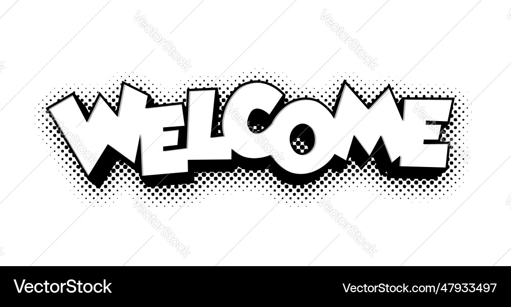 Welcome sign over halftone shadow Royalty Free Vector Image