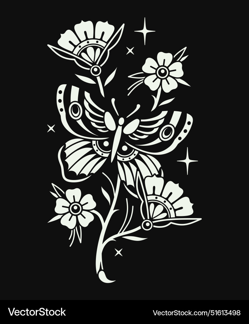 Butterfly and flower Royalty Free Vector Image