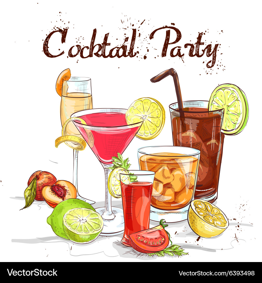 Contemporary classics cocktail set party Vector Image