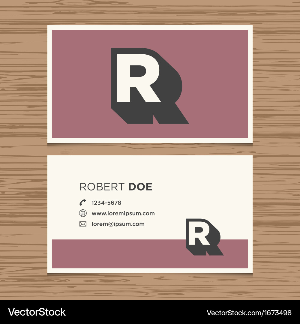 Letter R Business Card Royalty Free Vector Image