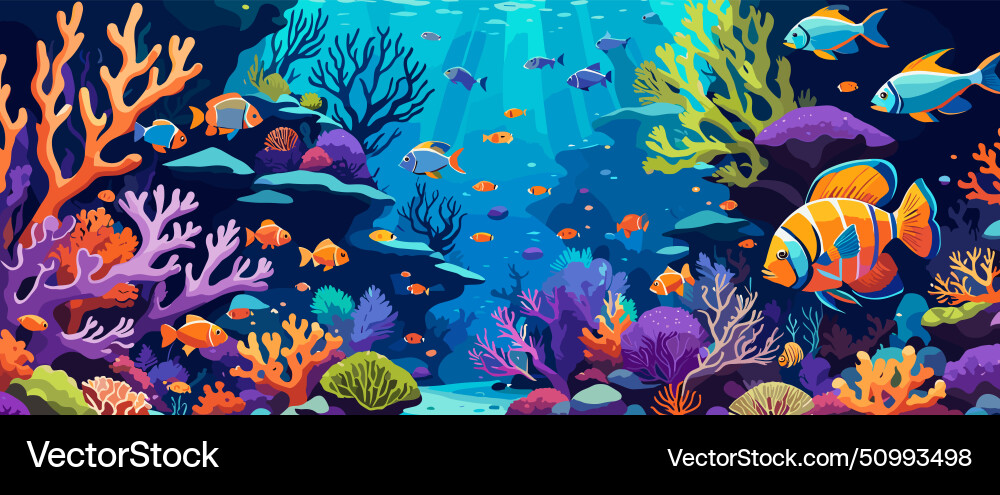 Life at sea or ocean bottom background Royalty Free Vector