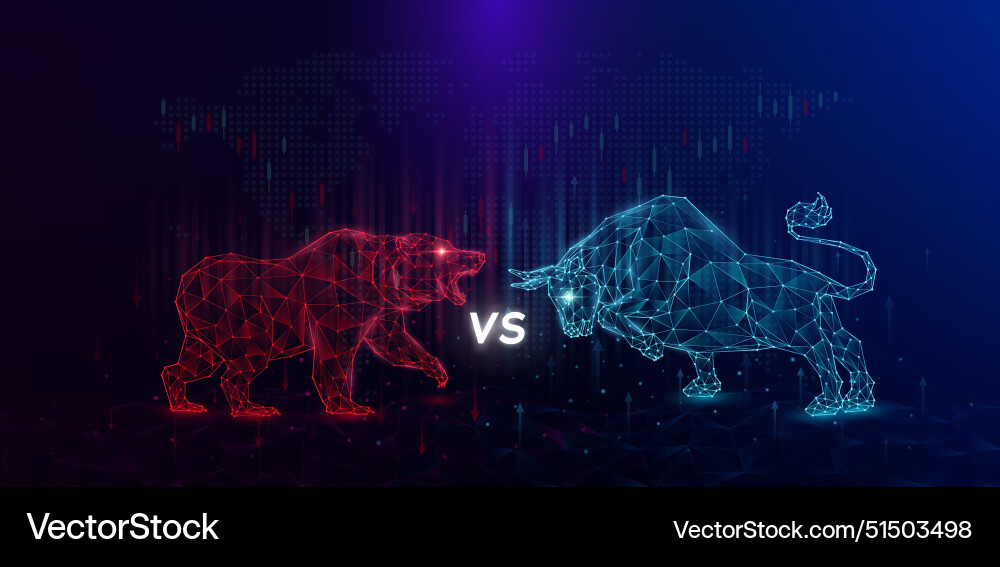 Red bear vs blue bull shapes polygon Royalty Free Vector