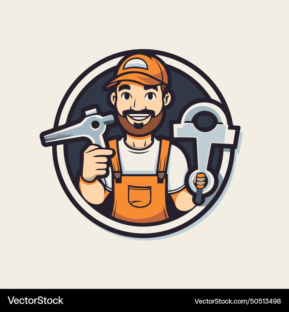 Repairman holding a wrench and spanner Royalty Free Vector