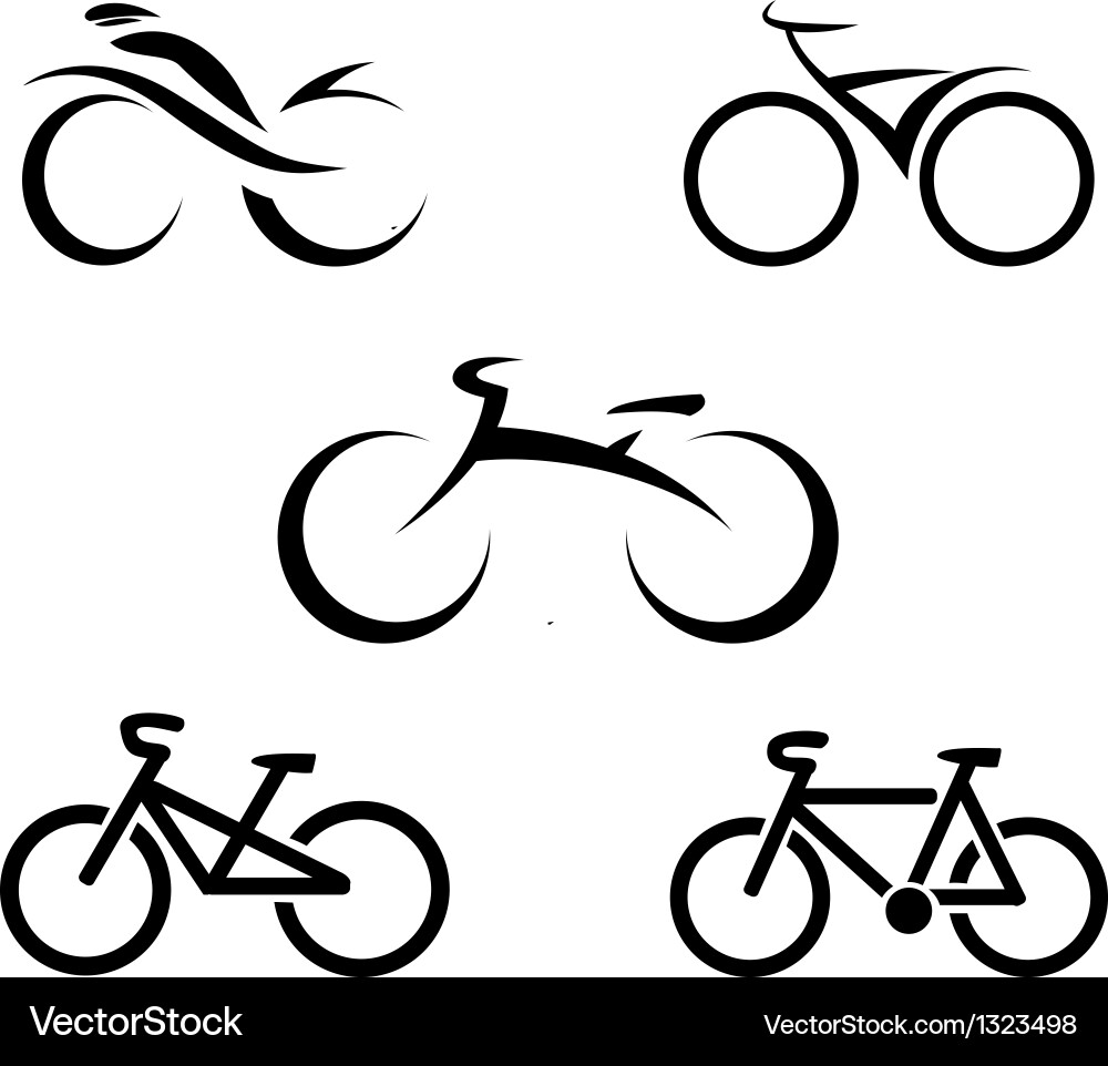 Set of icons with stylized bikes Royalty Free Vector Image