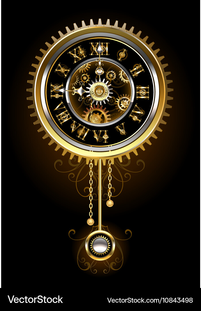 Steampunk Pendulum Clock Royalty Free Vector Image