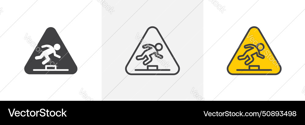 Tripping hazard warning sign icon set danger Vector Image