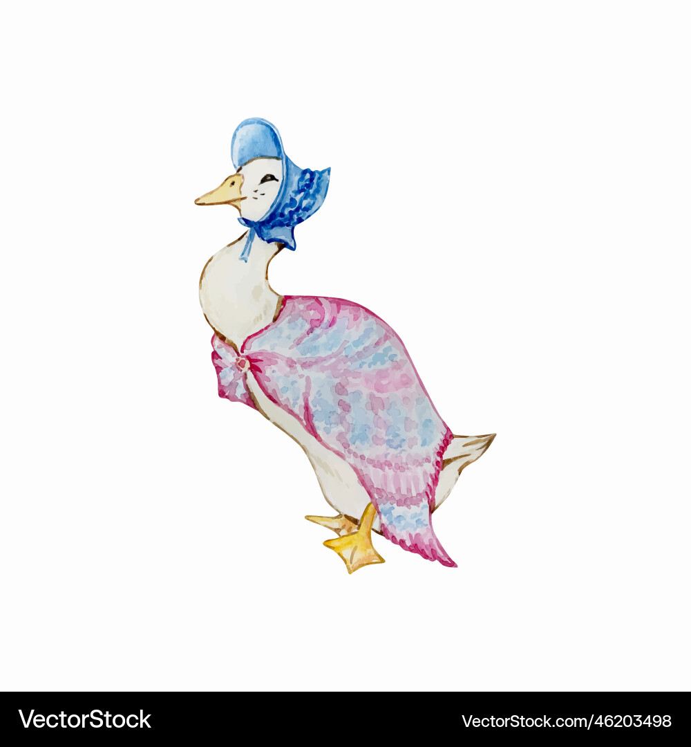 Watercolor goose peter rabbits friend Royalty Free Vector