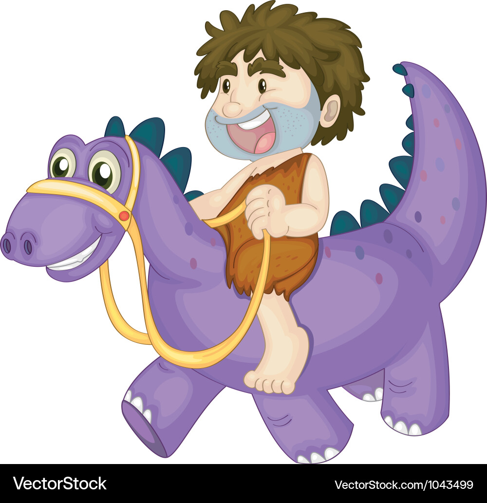 A boy riding on dinosaur Royalty Free Vector Image