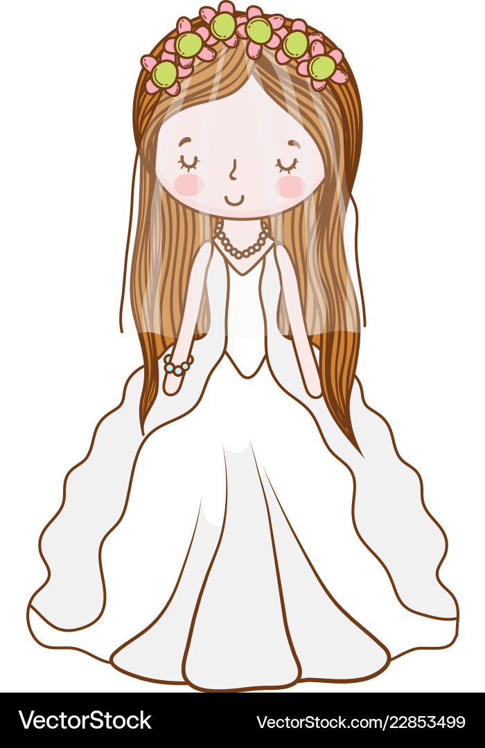 Bride female cute cartoon Royalty Free Vector Image
