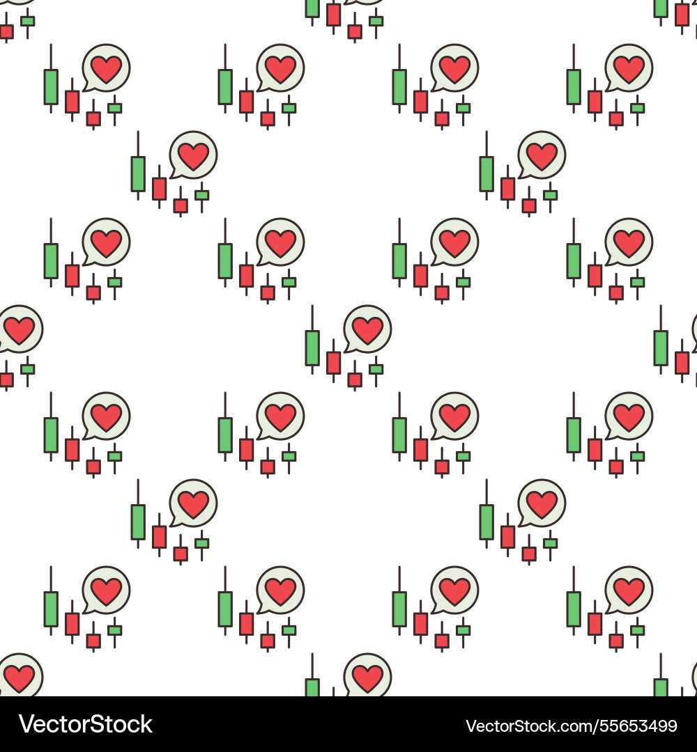 Candlestick chart with heart in speech bubble Vector Image