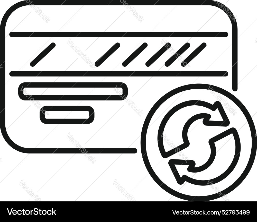 Credit card showing recurring payment sign icon Vector Image