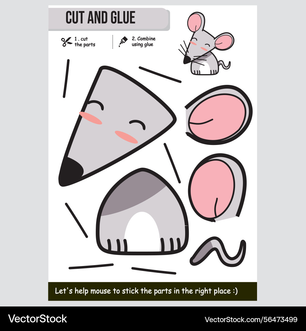 Cute mouse for kids educational paper cut – Free Vector | VectorStock