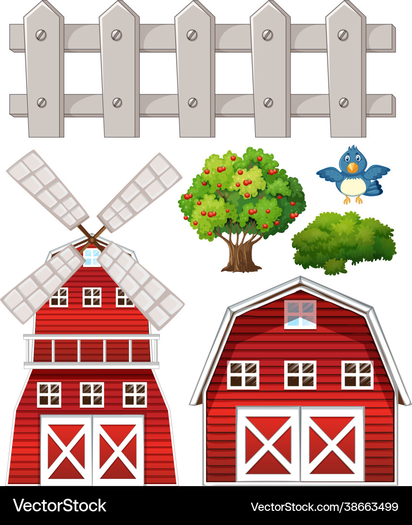 Farm element set isolated on white background Vector Image