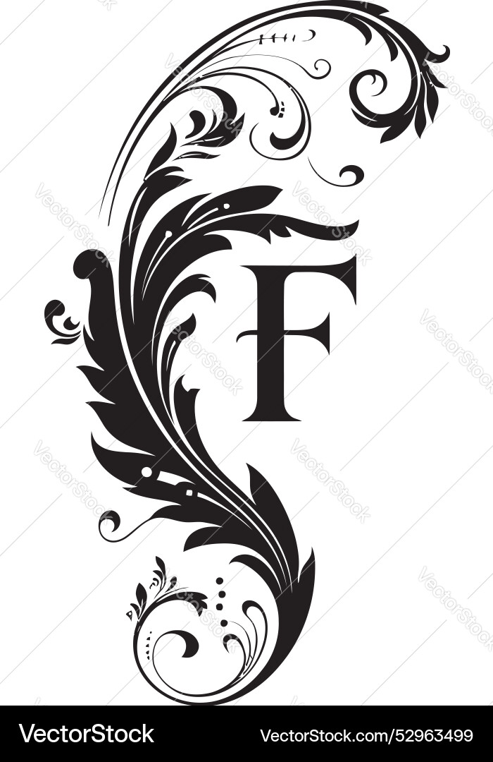 Freeform elegance unconstrained font f art Vector Image