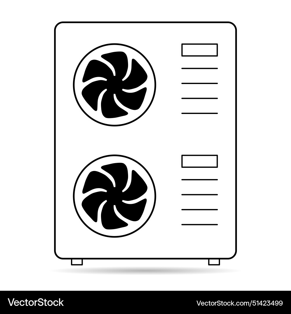 Heat pump air source shadow icon cooling electric Vector Image