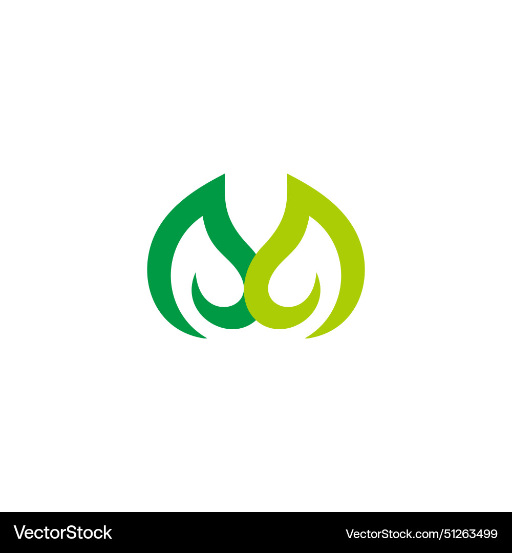 Letter m linked leaf green logo Royalty Free Vector Image