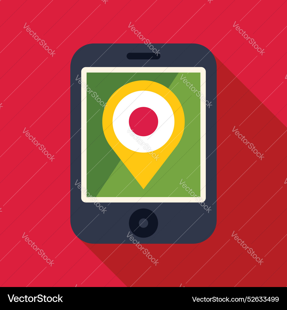Mobile phone showing gps tracking app with japan Vector Image