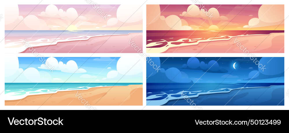 Ocean coastline horizontal landscape Royalty Free Vector