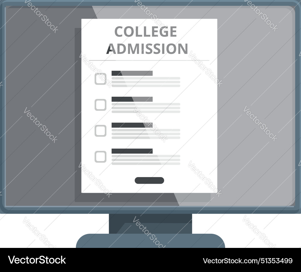 Online college admission application on desktop Vector Image
