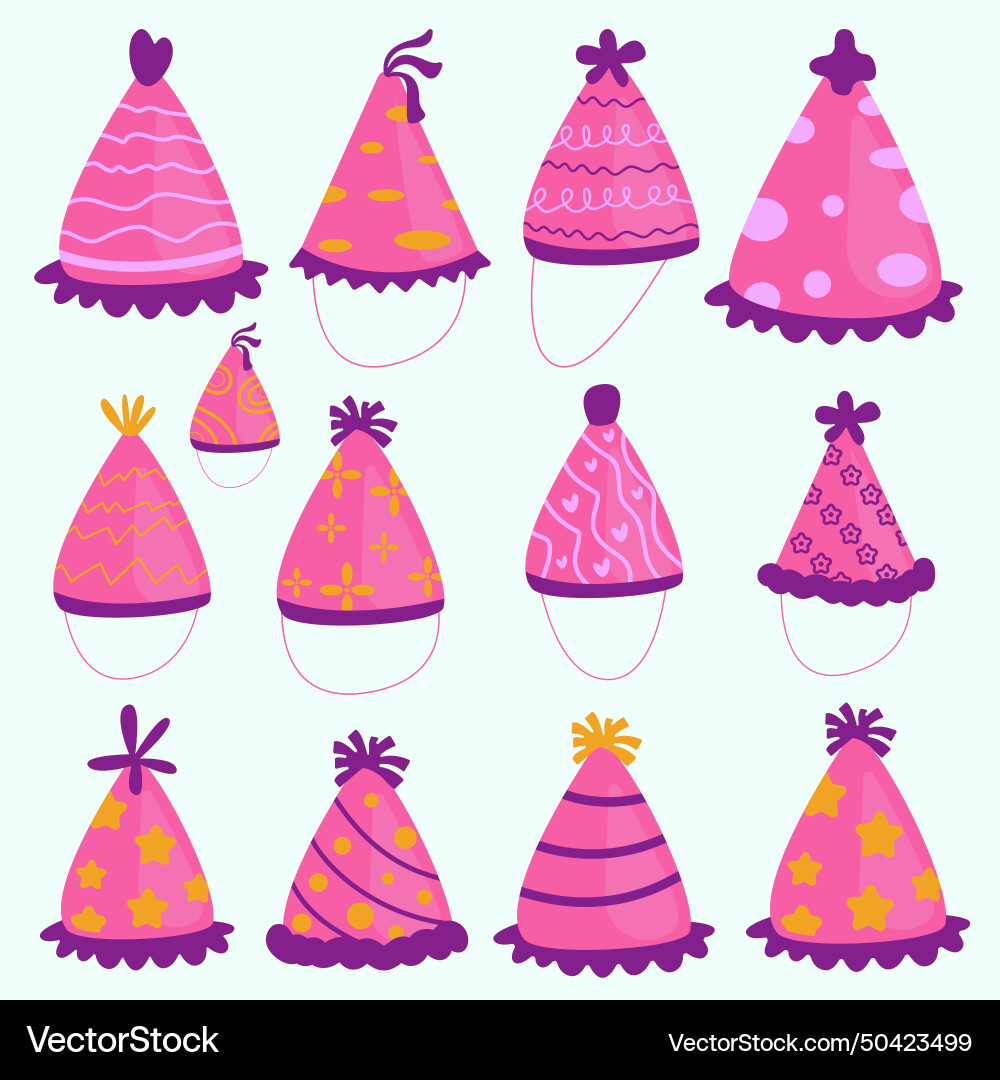 Pink birthday kids hat Royalty Free Vector Image