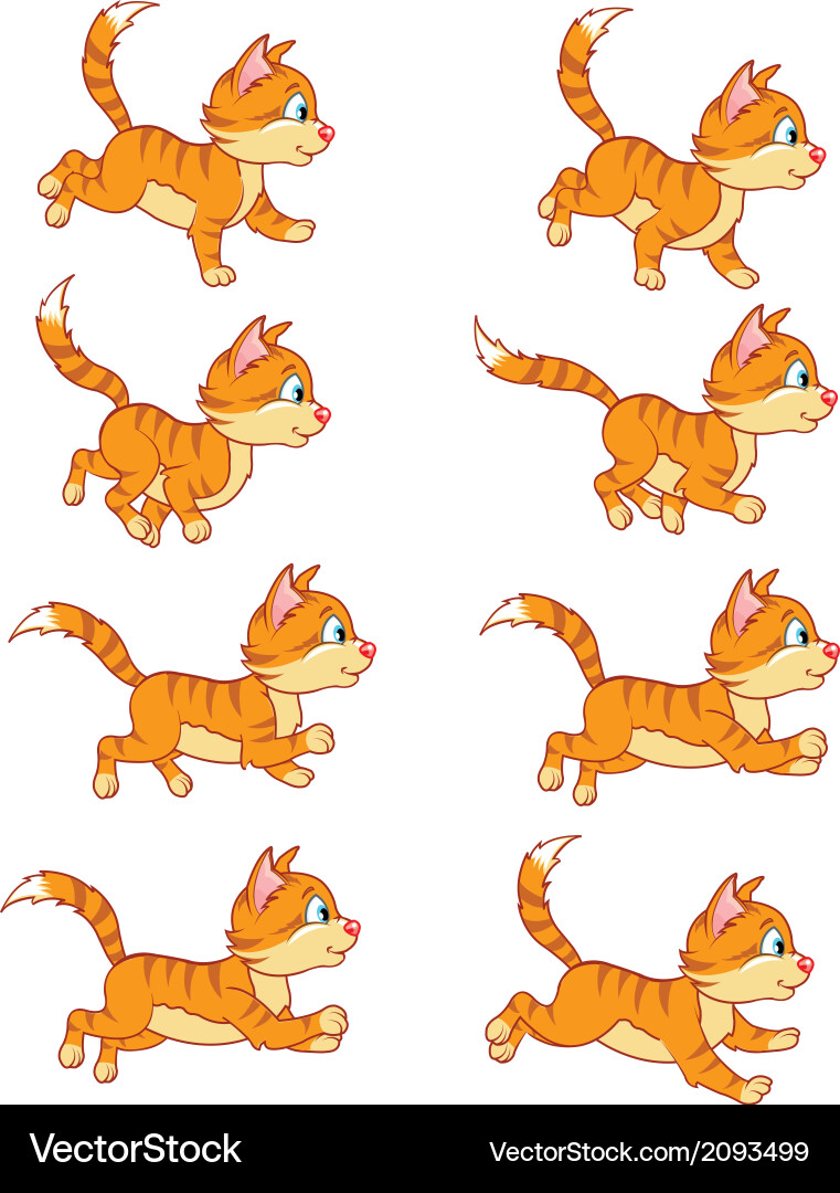 Laufende Katzenanimation Sprit Lizenzfreies Vektorbild