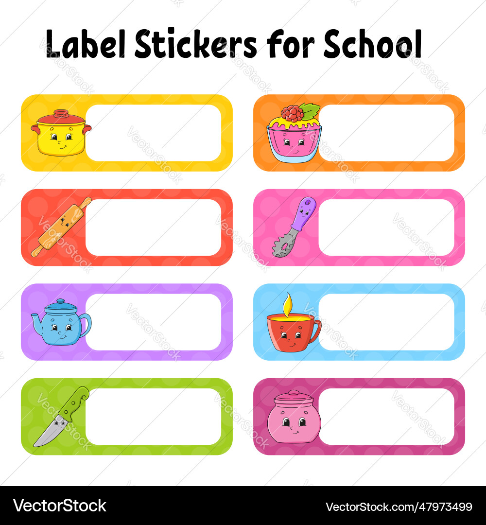 School name label bright stickers rectangular Vector Image