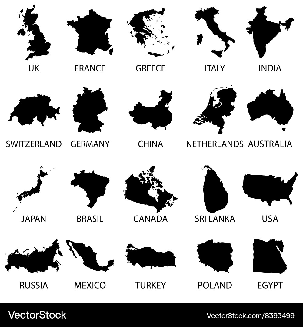 Simple maps of different country collection eps10 Vector Image