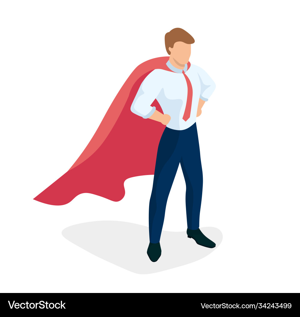 Superman office worker standing proudly Royalty Free Vector