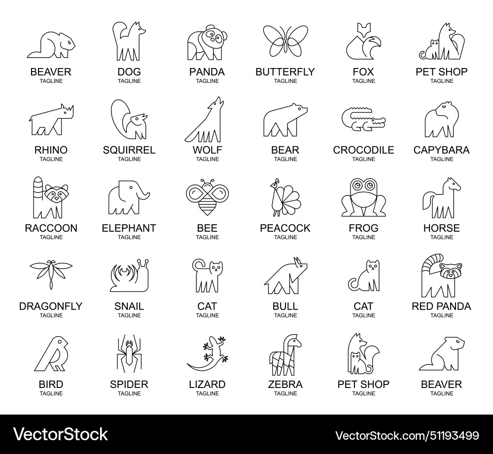 Tiere Logos Sammlung Lizenzfreies Vektorbild