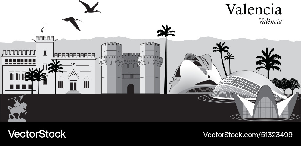 Valencia skyline Royalty Free Vector Image - VectorStock