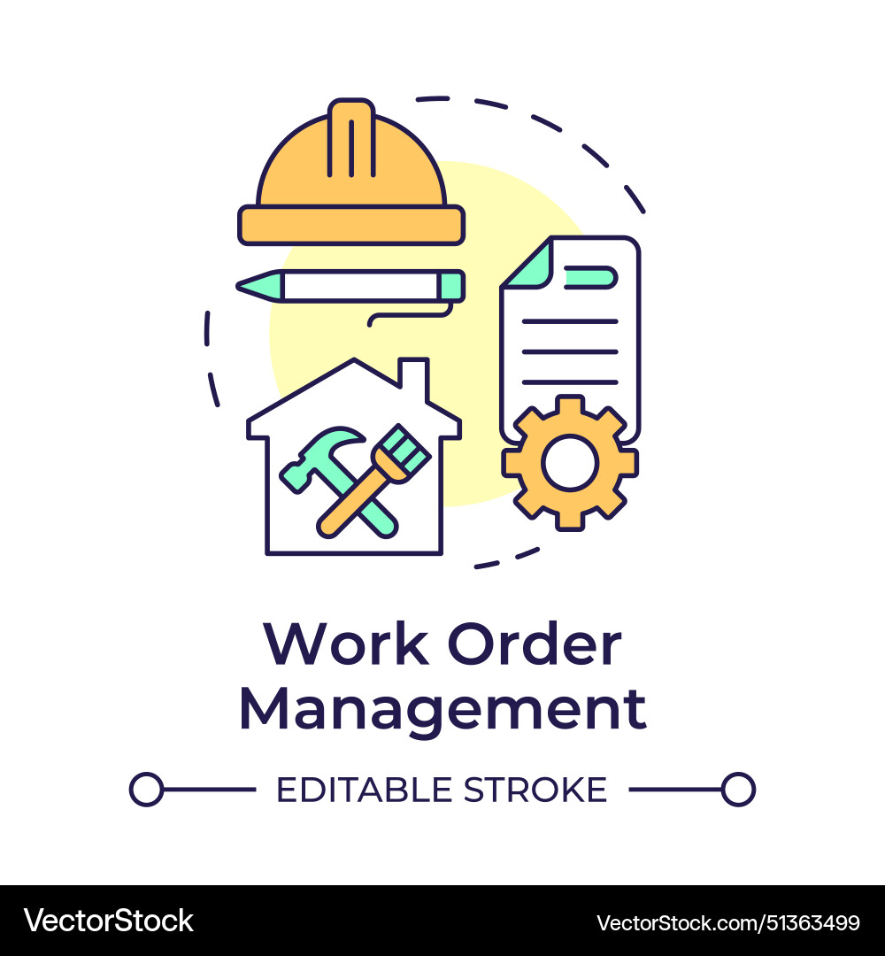 Work Order Management Multi Color Concept Icon Vektorbild