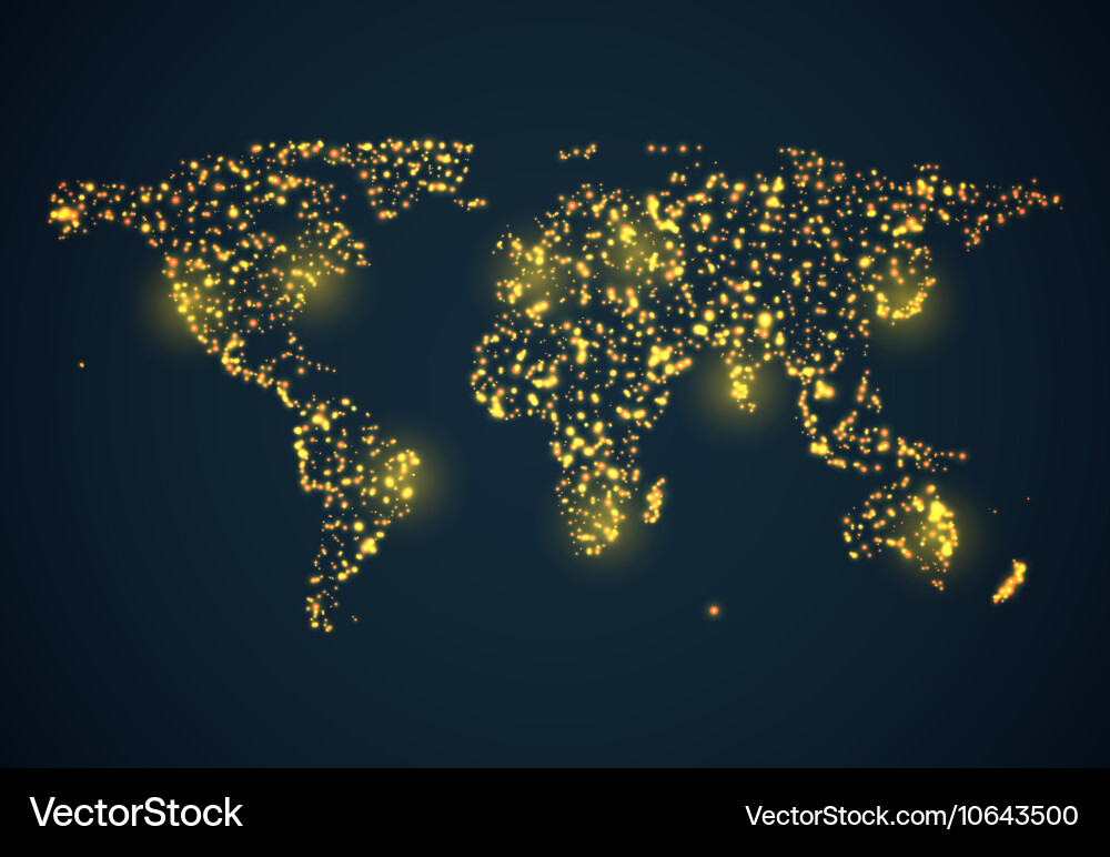 Abstract bright glowing map on dark blue Vector Image