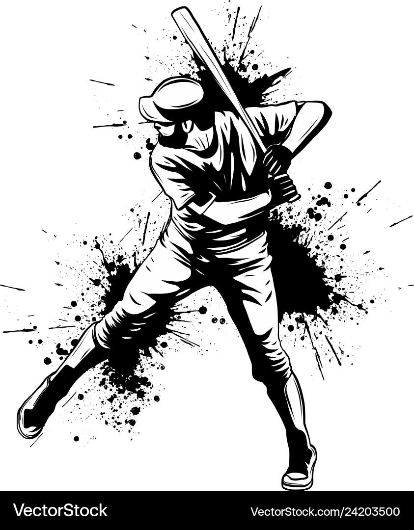 Baseball player hitter swinging with bat Vector Image