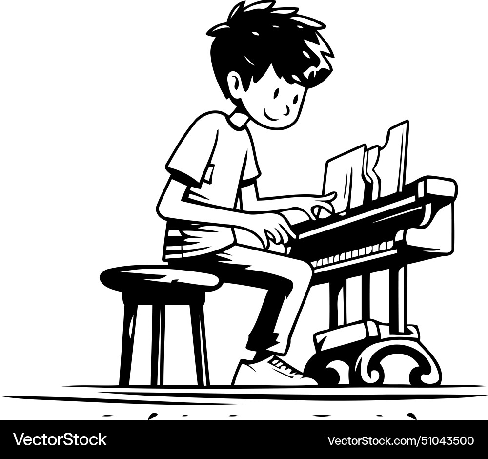 Boy playing piano Royalty Free Vector Image - VectorStock