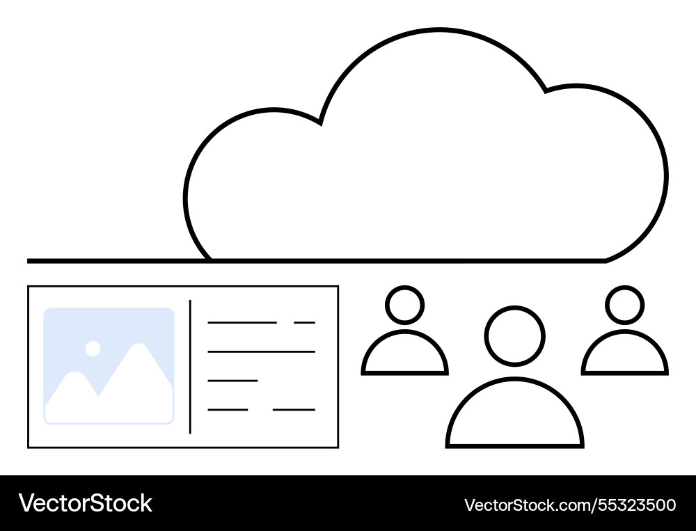 Cloud collaboration with user profiles and Vector Image