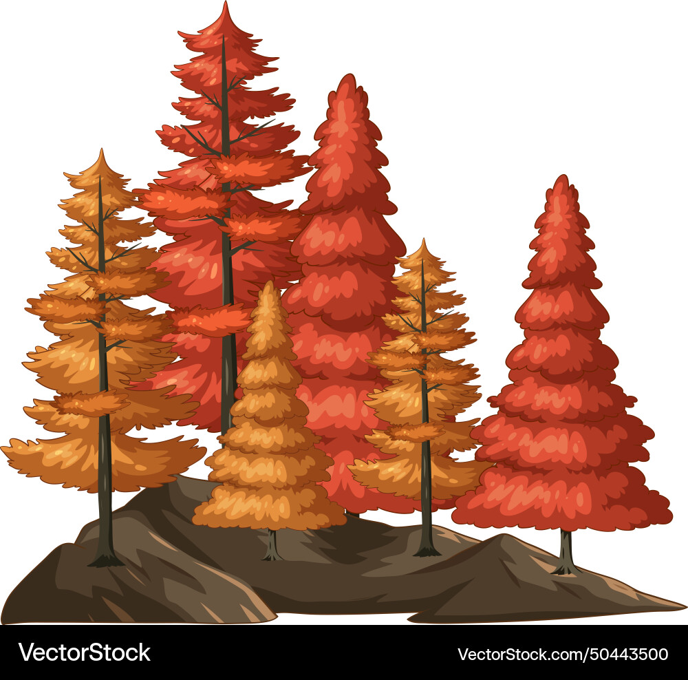 Colorful autumn trees in a stylized forest Vector Image