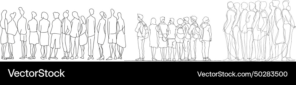 Group of people continuous one line drawing Vector Image