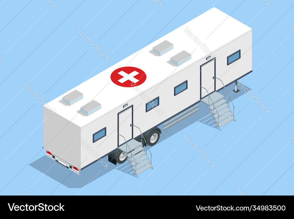 Isometric hospital in car mobile Royalty Free Vector Image