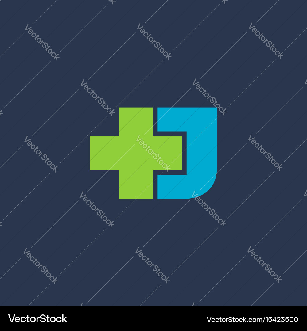 Letter j cross plus logo icon design template Vector Image