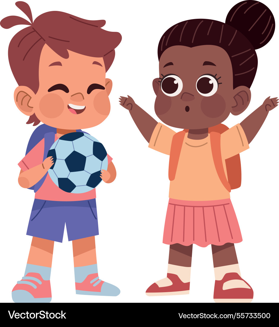 Students talking soccer Royalty Free Vector Image