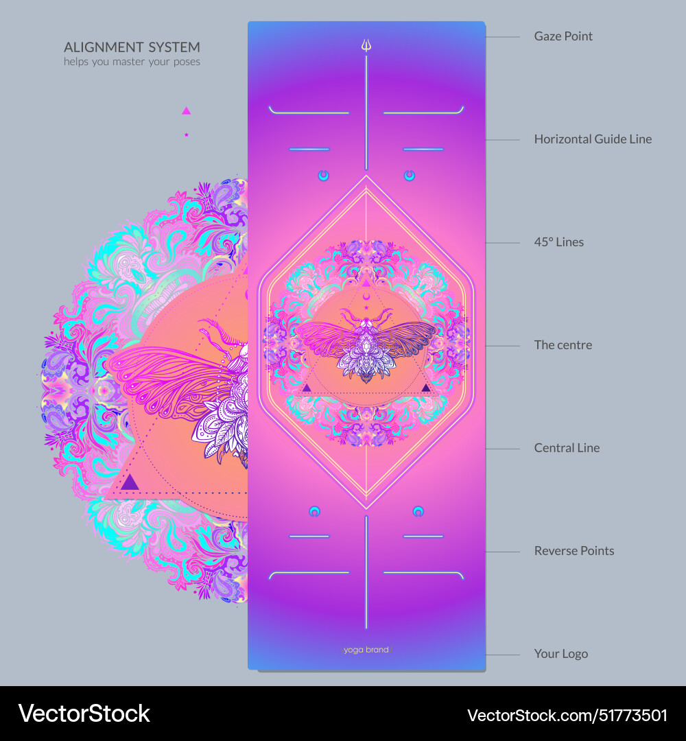 Alignment yoga mat design template Royalty Free Vector Image