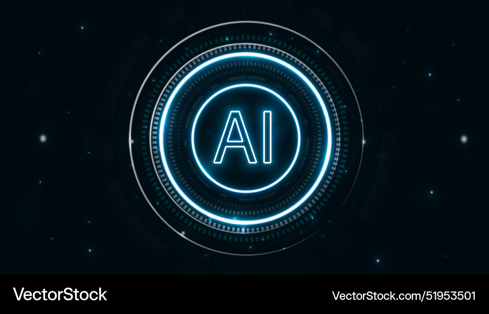 Artificial intelligence ai logo in a neon frame Vector Image