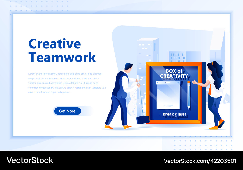 Creative teamwork flat web page design template Vector Image
