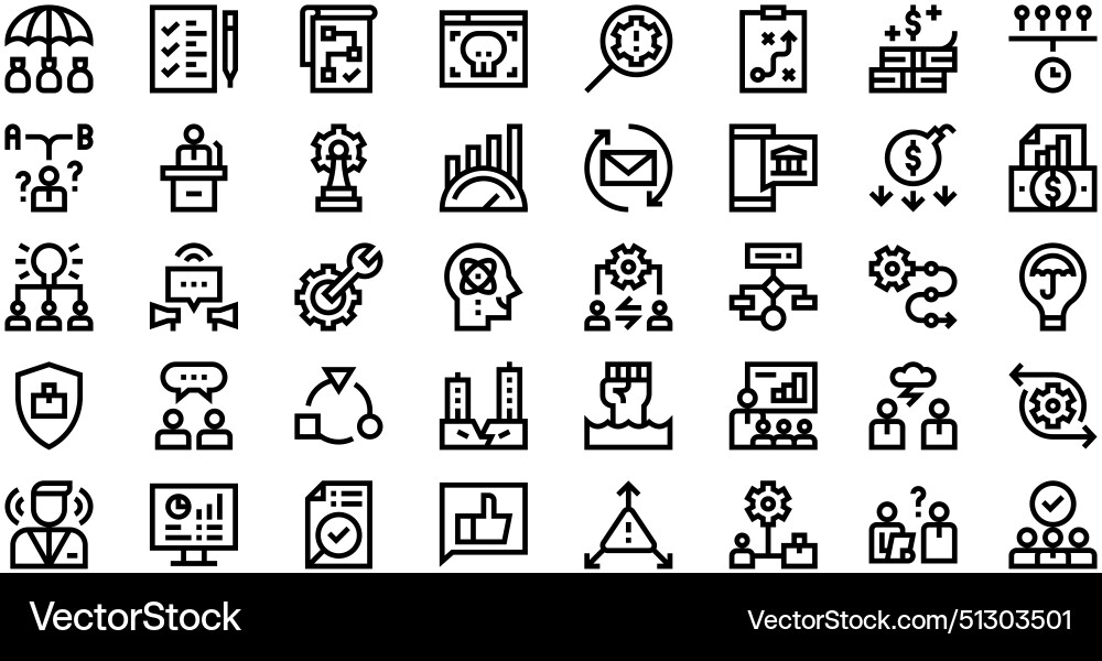 Crisis management icon collection Royalty Free Vector Image