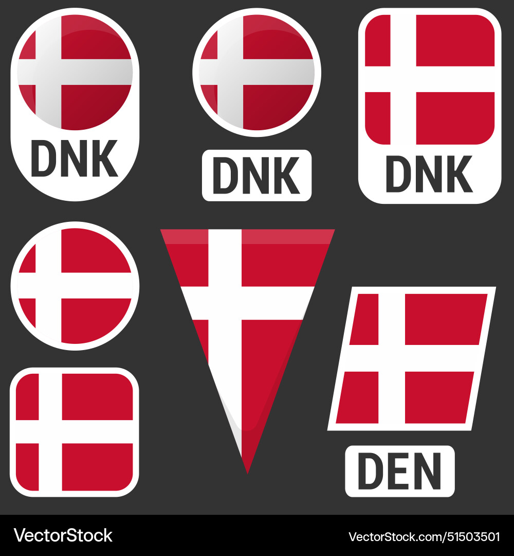 Denmark flags collection Royalty Free Vector Image