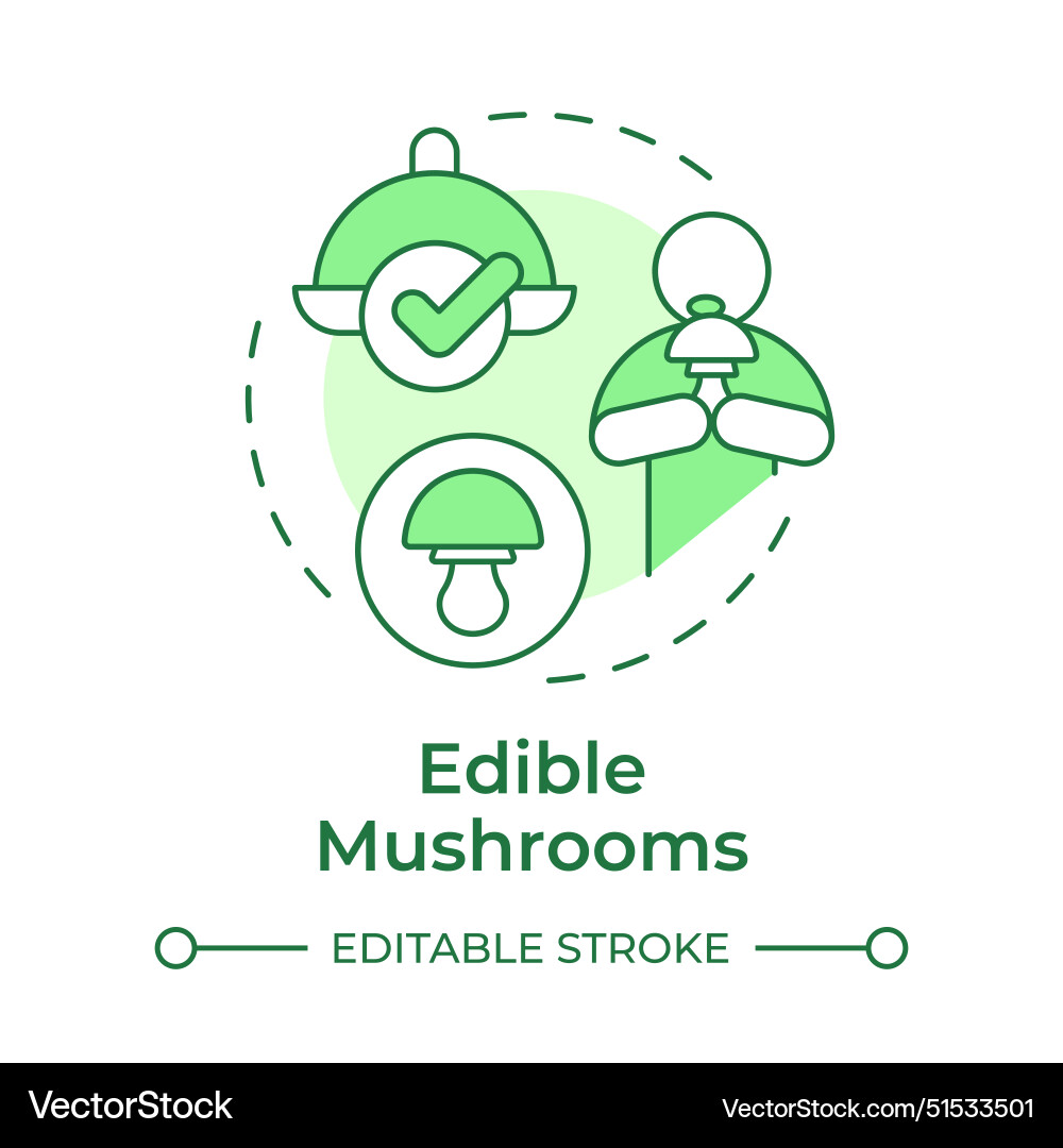 Edible mushrooms soft green concept icon Vector Image