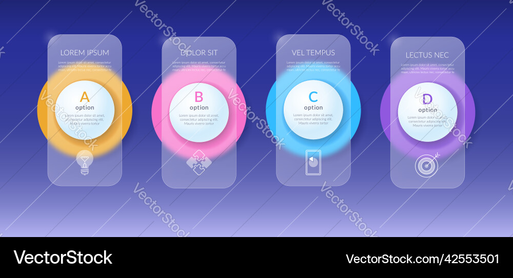 Infographic glass template with 4 options steps Vector Image