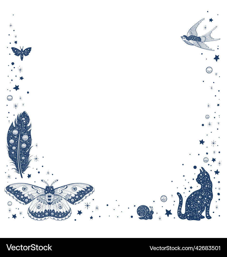 Magic frame background vintage moon border Vector Image